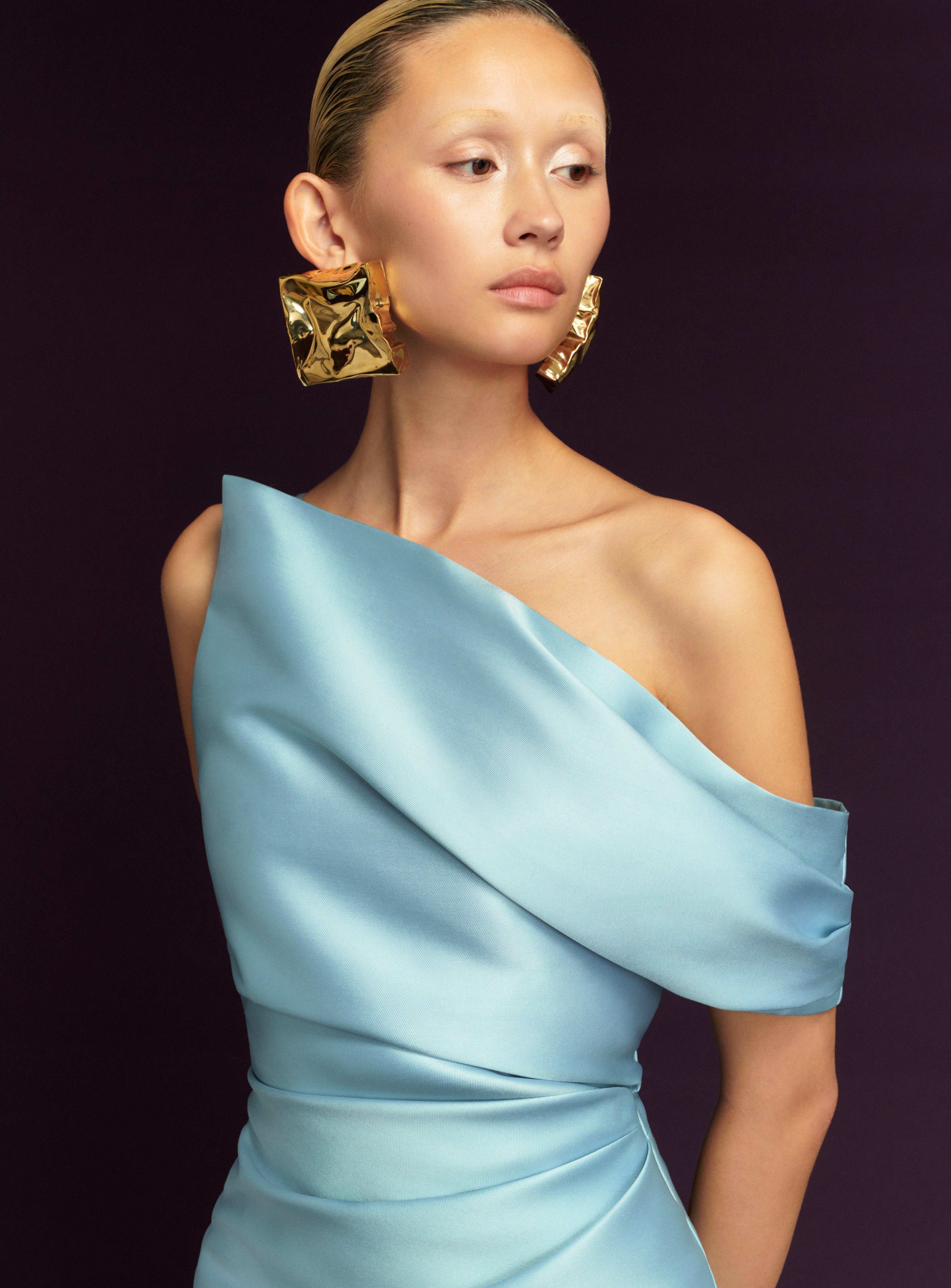 The Ellison Midi Dress in Arctic Blue – Solace London