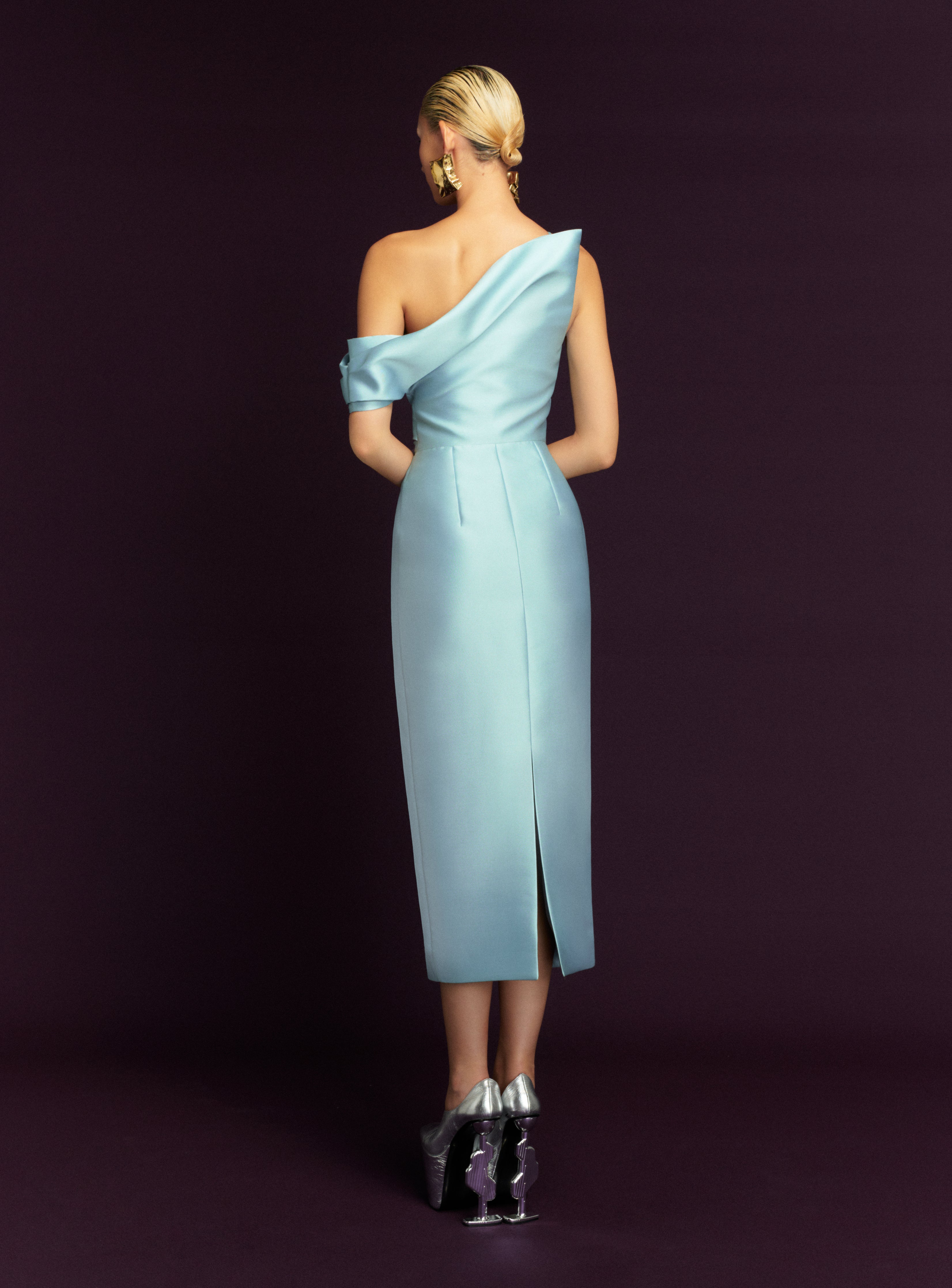 The Ellison Midi Dress in Arctic Blue – Solace London