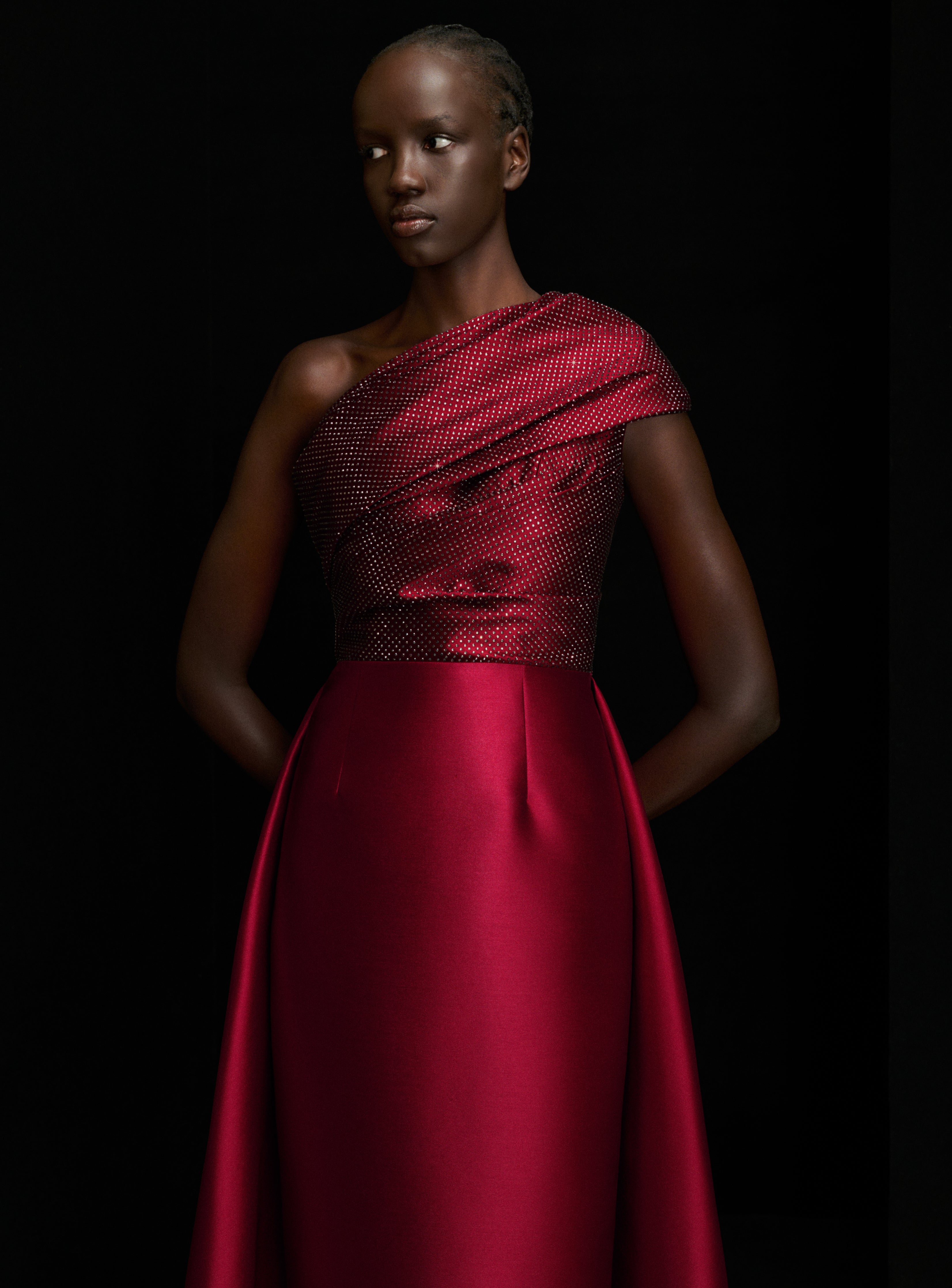 The Alba Crystal Maxi Dress in Ruby – Solace London