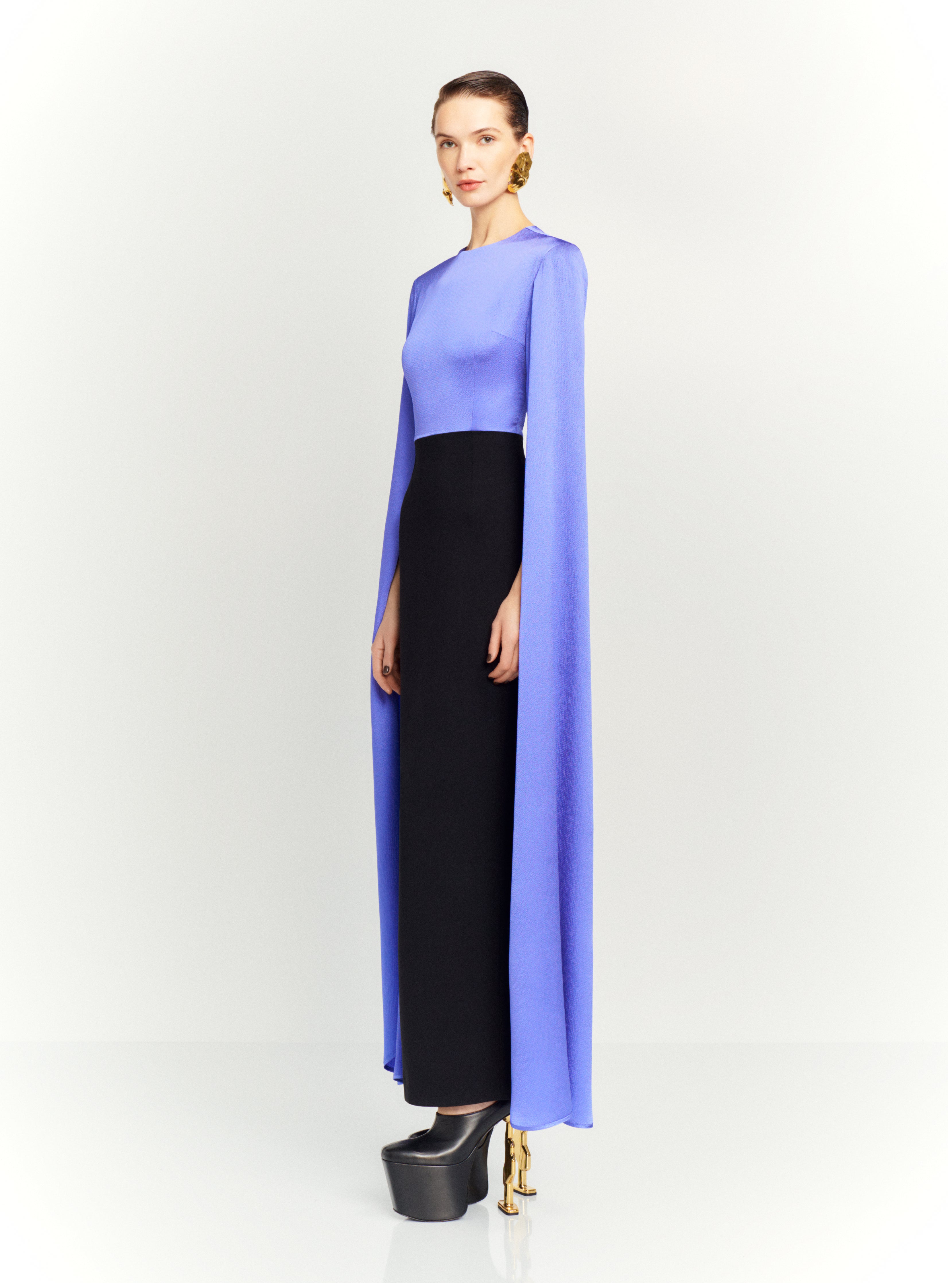 The Adley Maxi Dress in Periwinkle and Black – Solace London