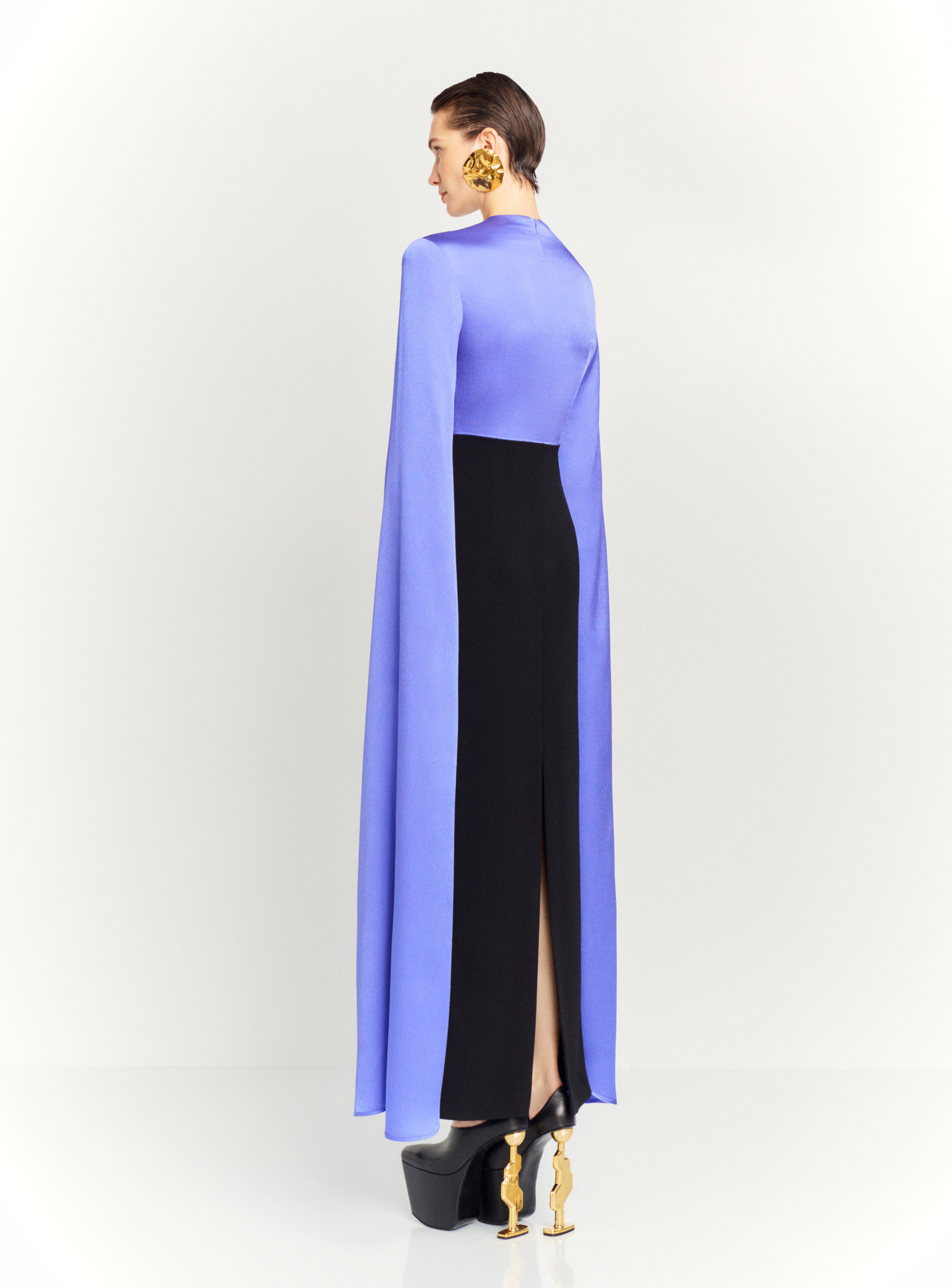 The Adley Maxi Dress in Periwinkle and Black – Solace London