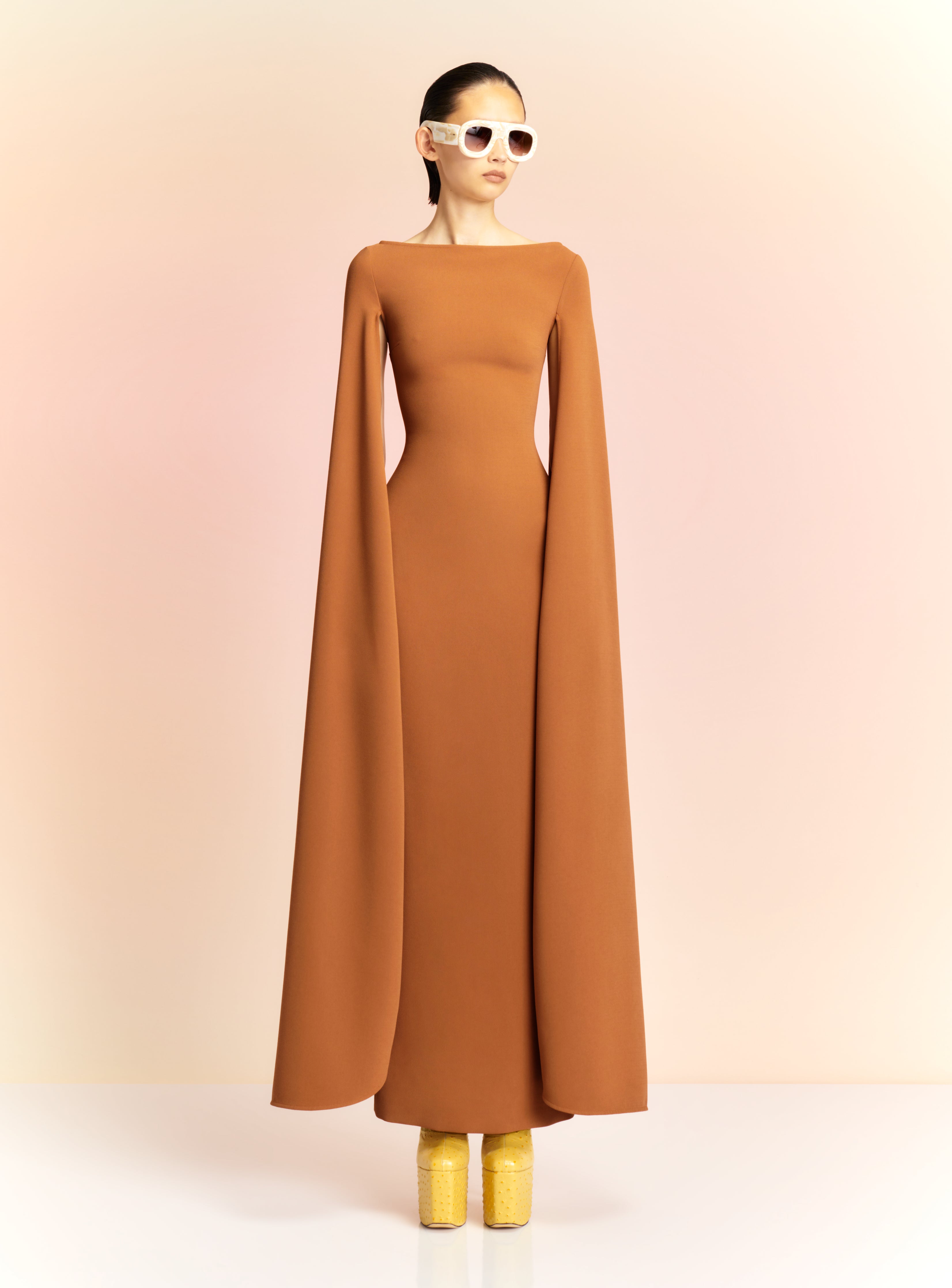 The Sadie Maxi Dress in Caramel – Solace London