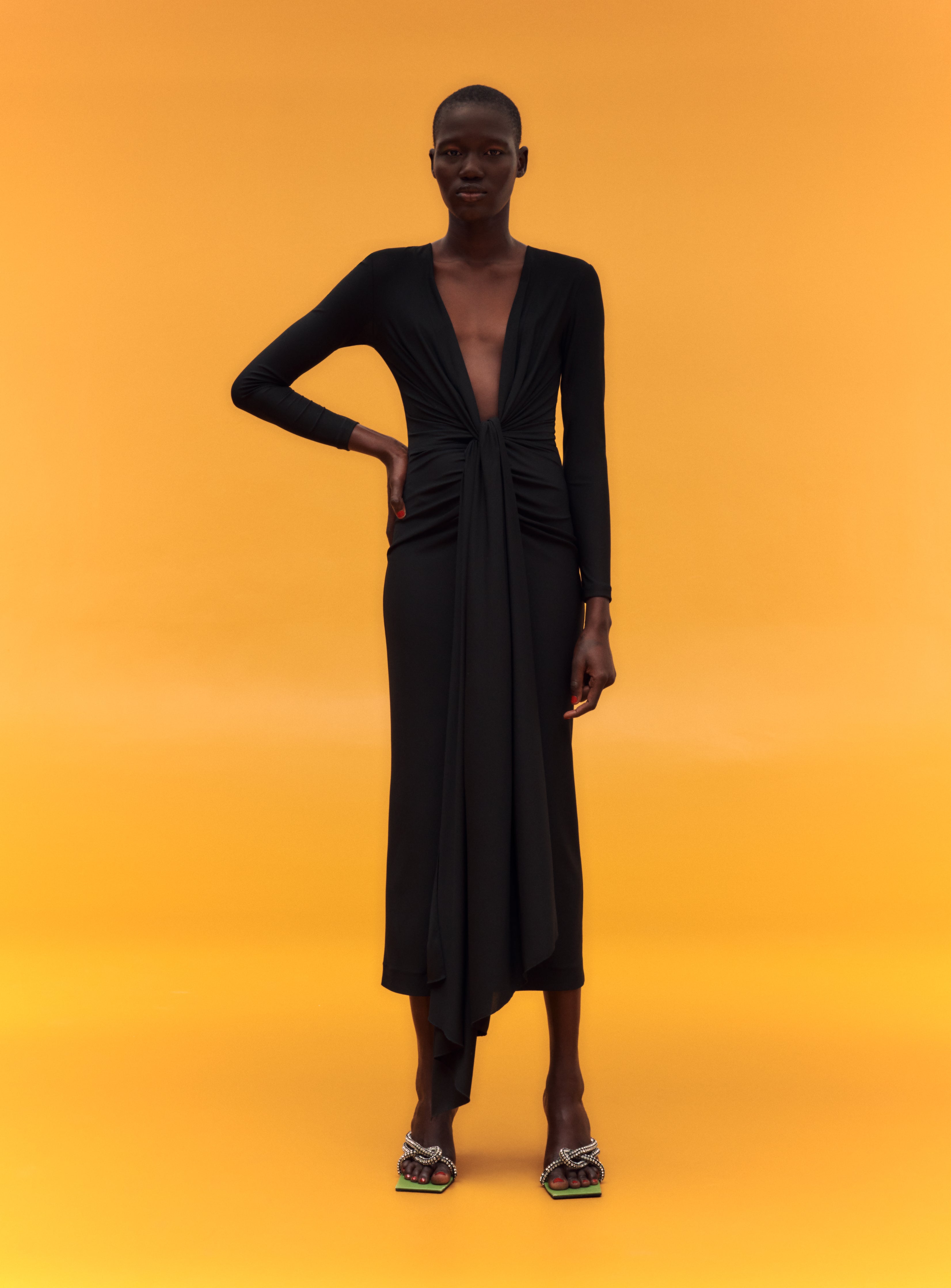 The Lorena Midi Dress in Black – Solace London