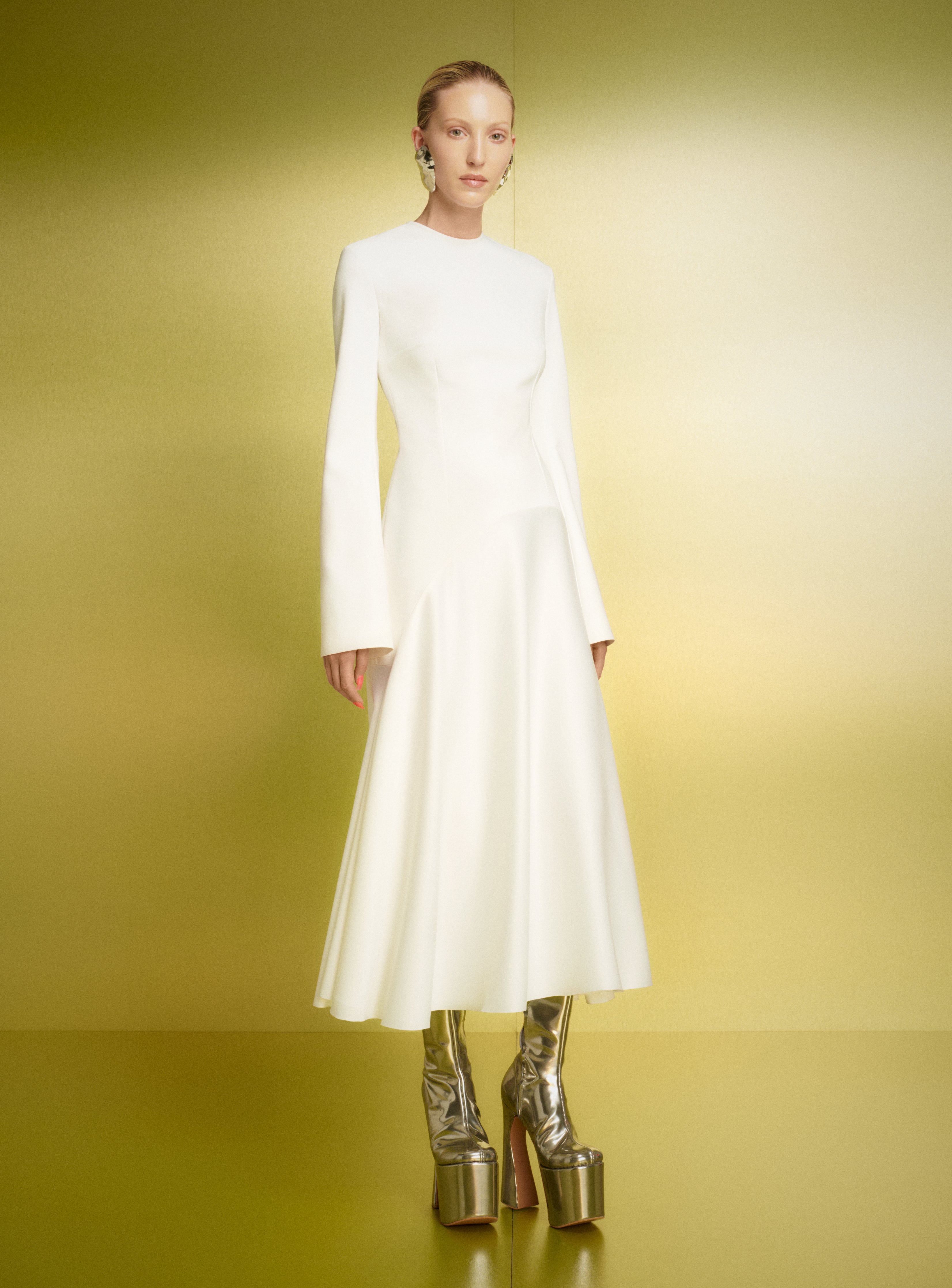 Solace London | The Gaia Midi Dress in Cream
