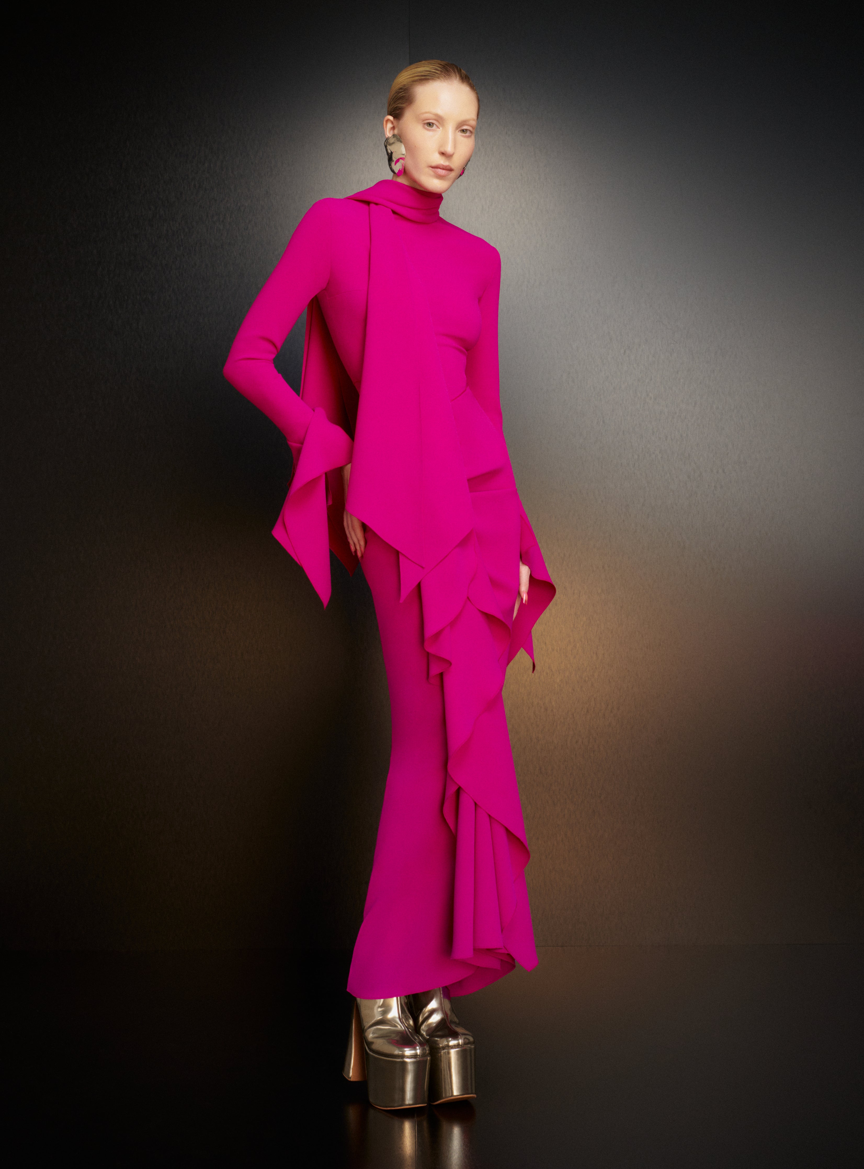 Solace London | The Nella Maxi Dress in Fuchsia